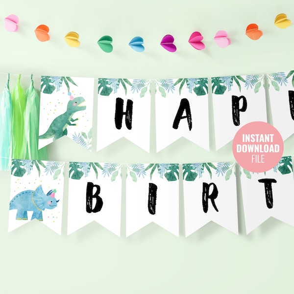 Printable Dinosaur Banner - Etsy