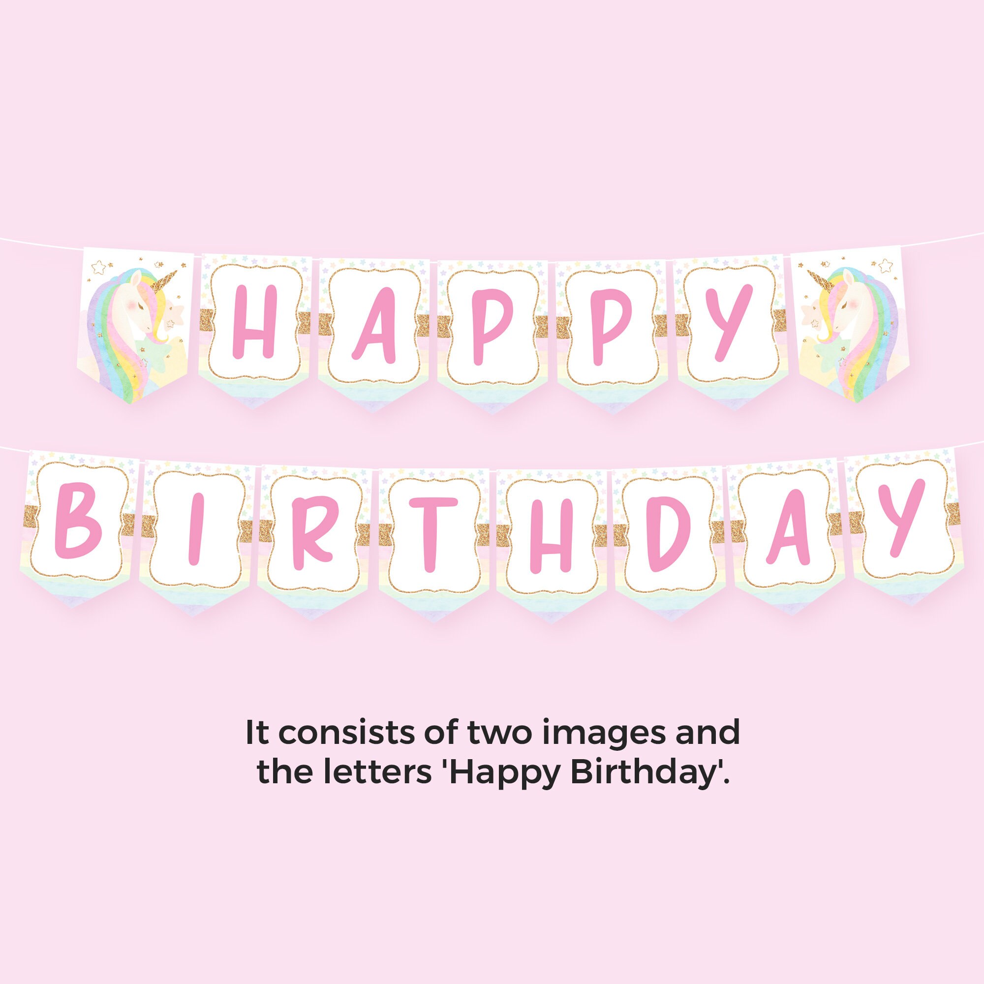 Printable Unicorn Birthday Banner Template Instant Download | Etsy