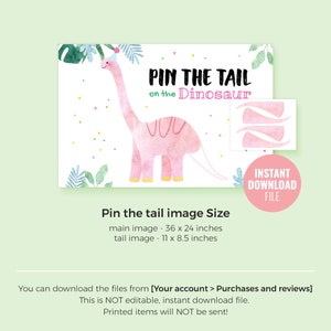 Printable Pin the Tail Birthday Party Game Instant Download, Dinosaur ...