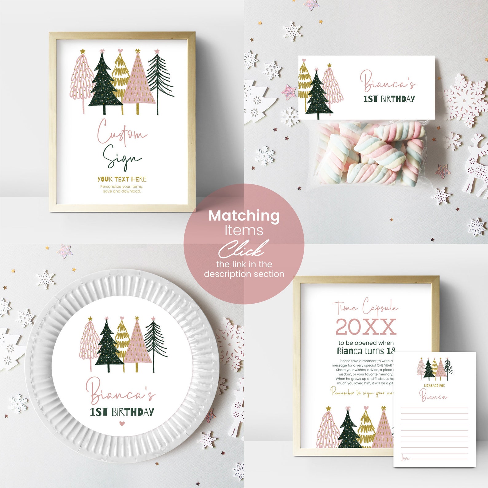 Printable Winter Wonderland ONE Banner Snow Tree First - Etsy
