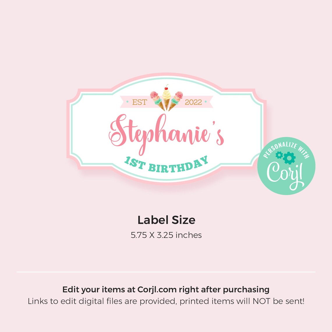 Editable Ice Cream Gable Box Label Template Instant Download | Etsy