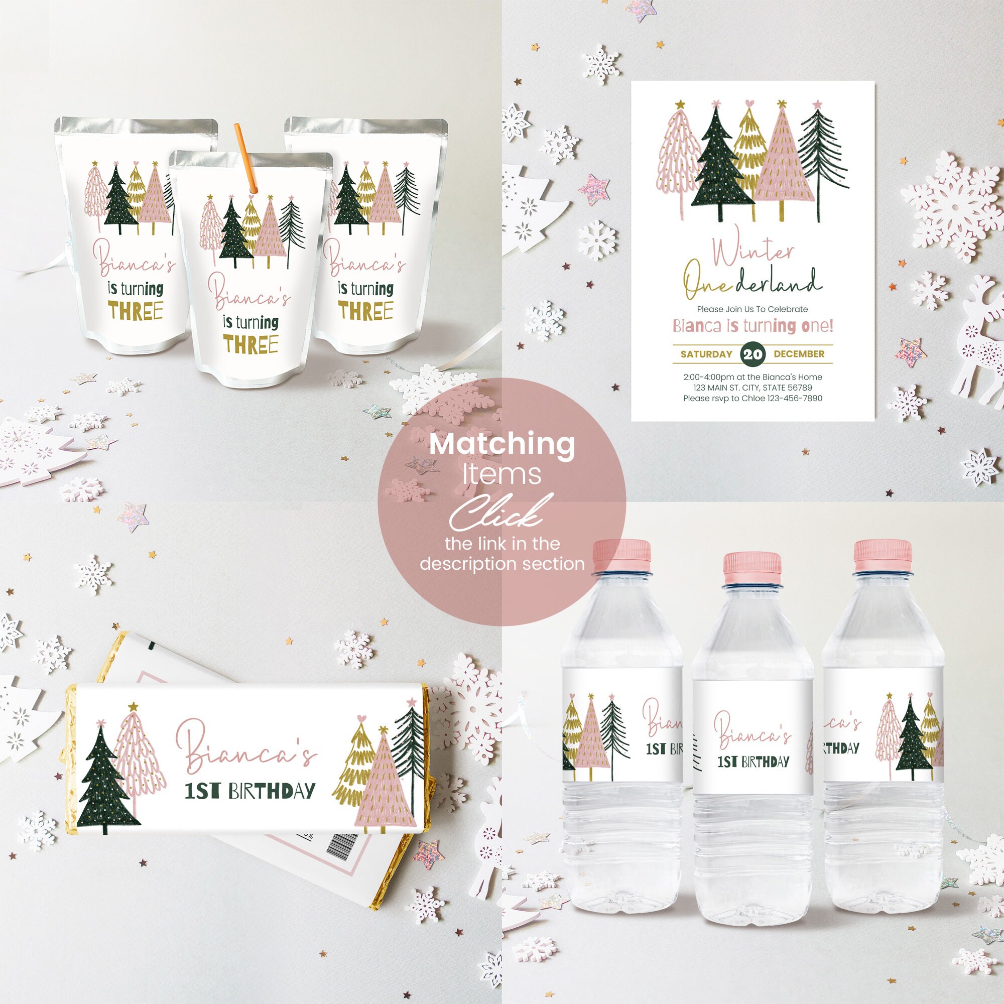 Printable Winter Wonderland ONE Banner Snow Tree First - Etsy