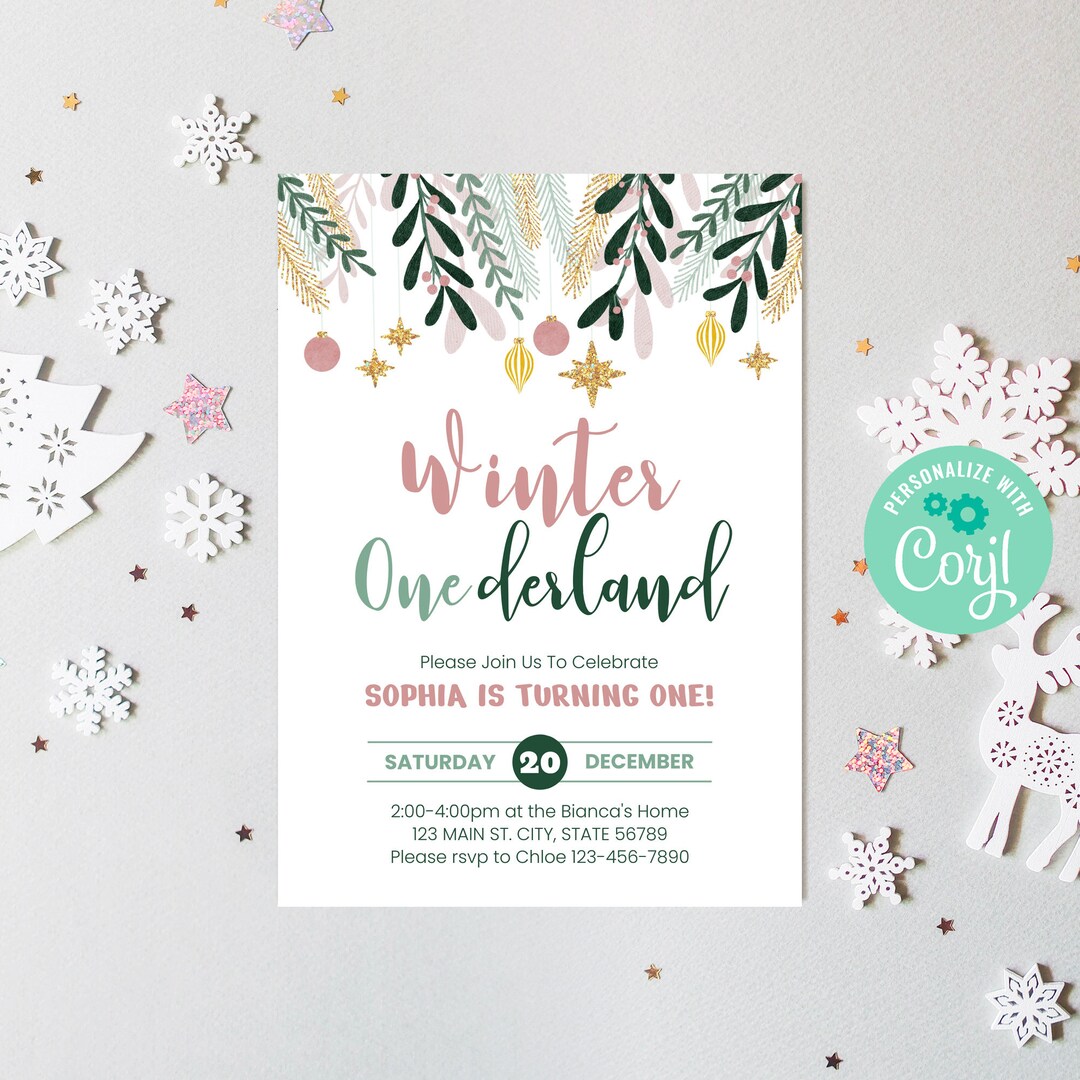 Editable Winter Birthday Invitation Template Instant Download ...
