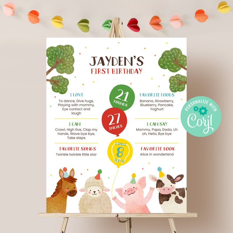Editable Farm Animals Birthday Milestone Sign Template Instant - Etsy
