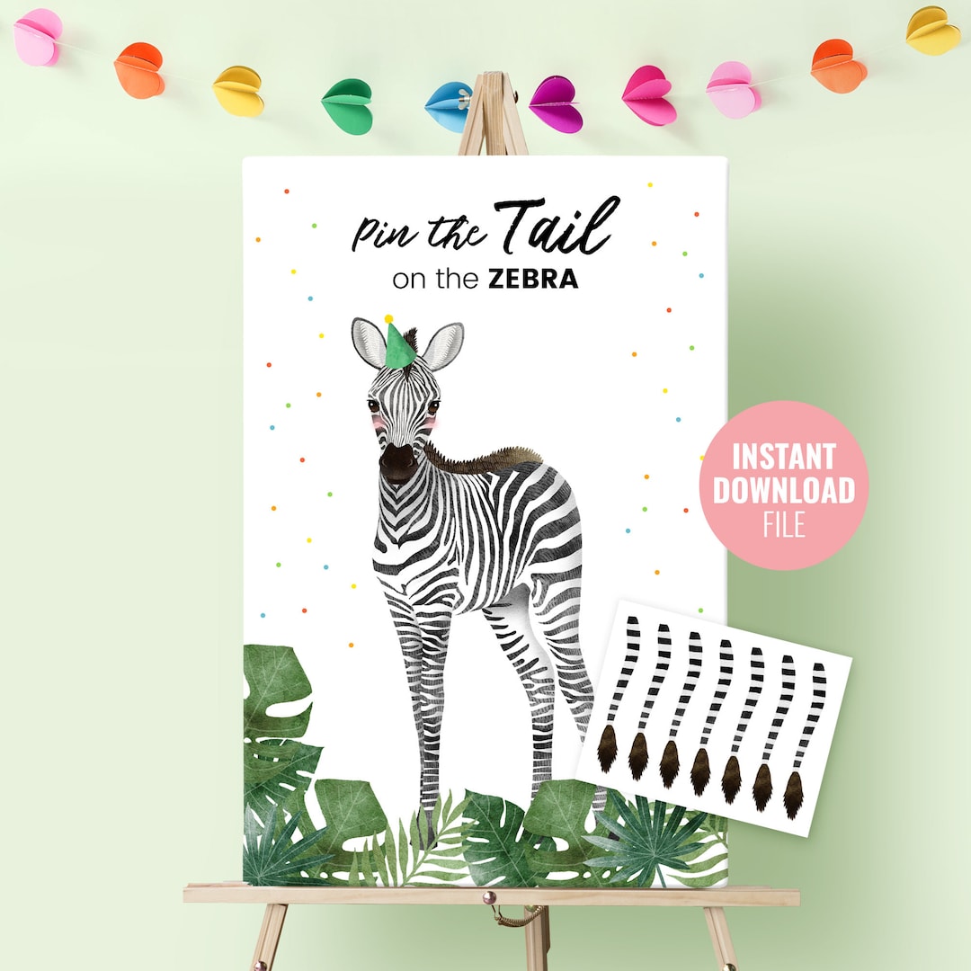 Printable Pin the Tail Birthday Party Game Instant Download, Jungle ...