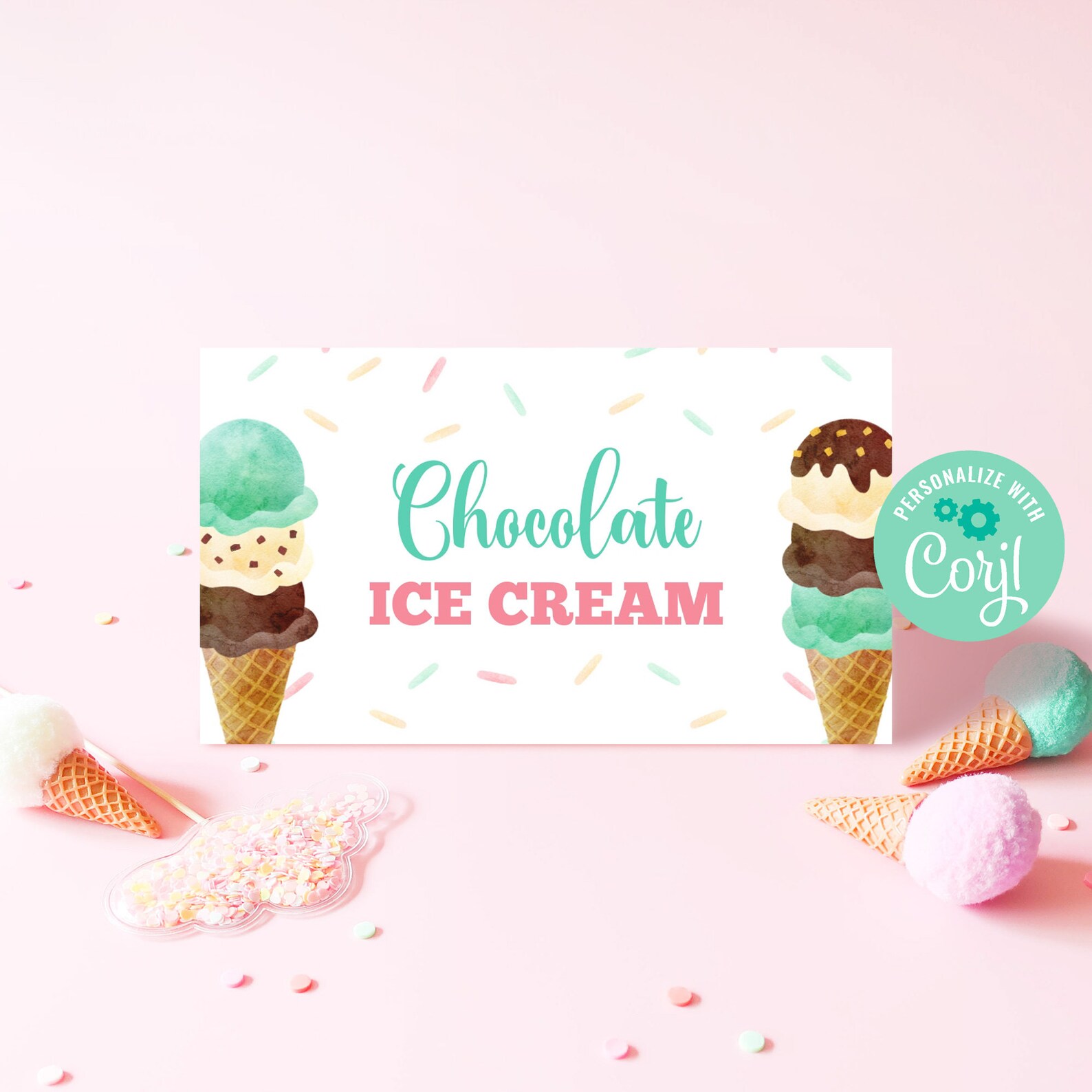 Editable Ice Cream Birthday Food Label Template Instant - Etsy