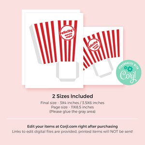 Editable Movie Night Birthday Goody Bag Template Instant Download ...