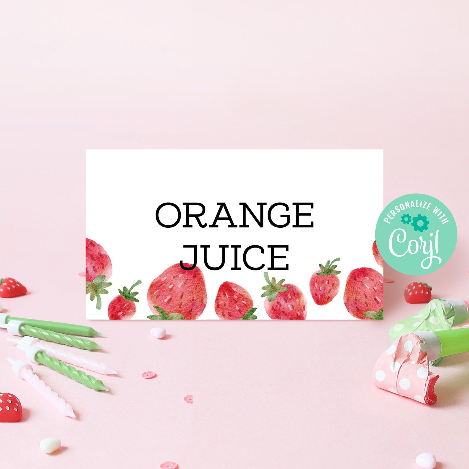 Editable Strawberry Birthday Food Label Berry First - Etsy