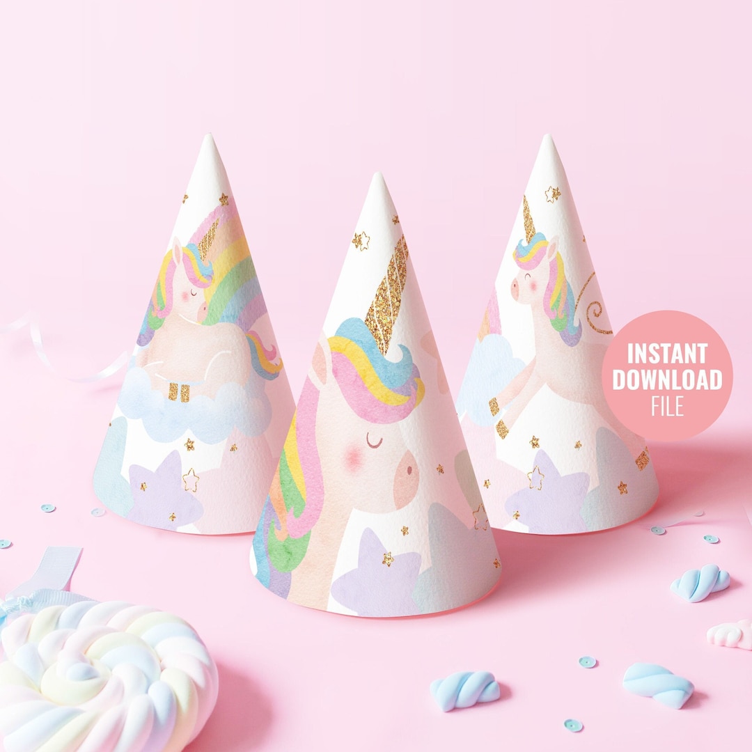 Printable Unicorn Birthday Party Hat Instant Download, Magical Birthday ...