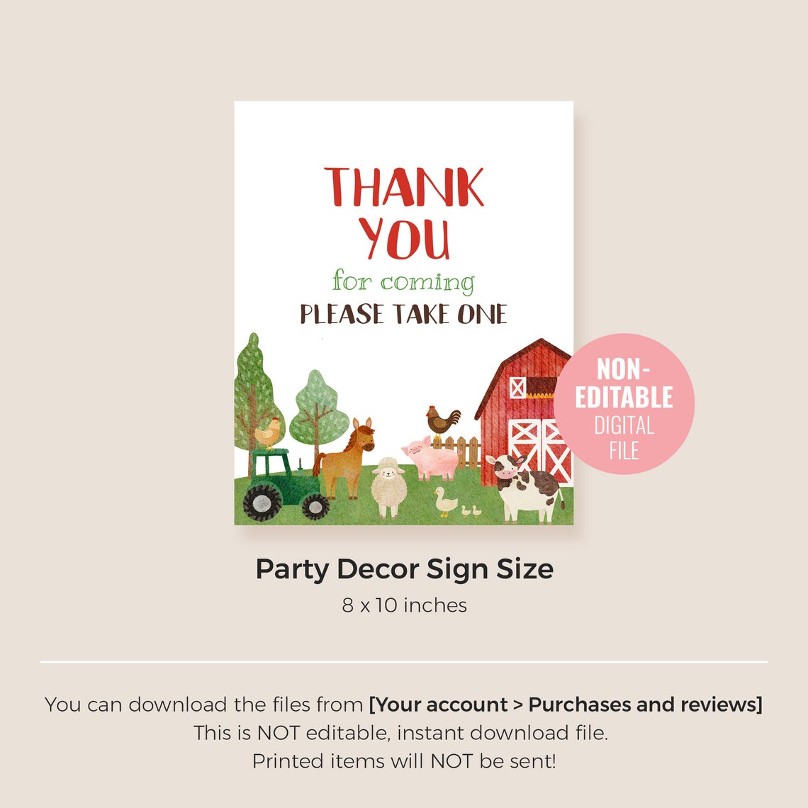 Printable Farm Animals Birthday Sign Instant Download Red - Etsy