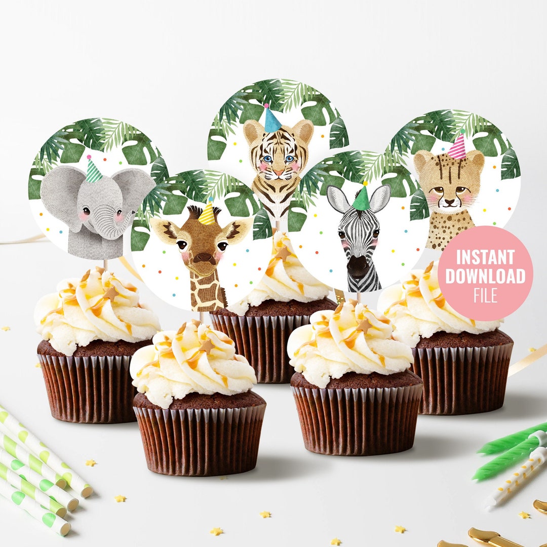 Printable Party Animals Birthday Cupcake Topper Instant Download ...