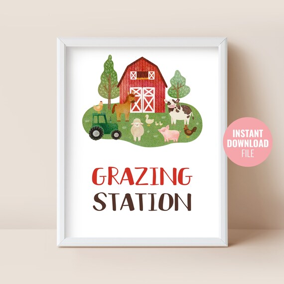 Printable Farm Animals Birthday Sign Instant Download Red - Etsy