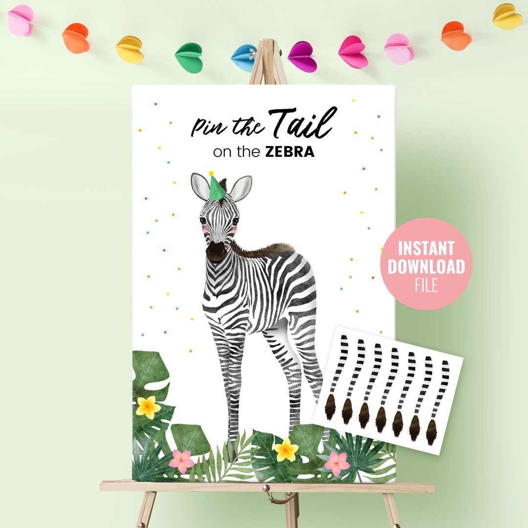 Printable Pin the Tail Birthday Party Game Instant Download, Jungle ...