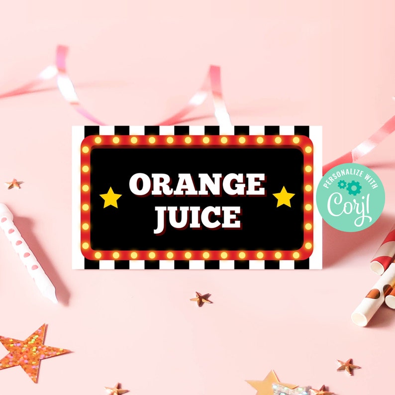 Editable Movie Night Birthday Food Label Template Instant - Etsy