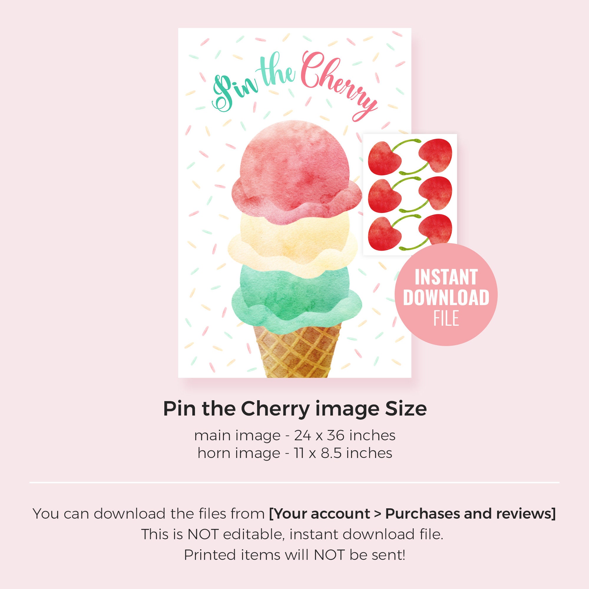 Printable Pin the Cherry Birthday Party Game Instant Download - Etsy