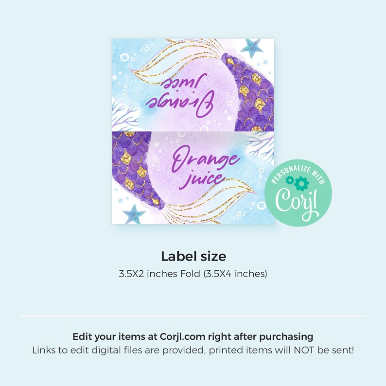 Editable Mermaid Birthday Food Label Template Instant - Etsy