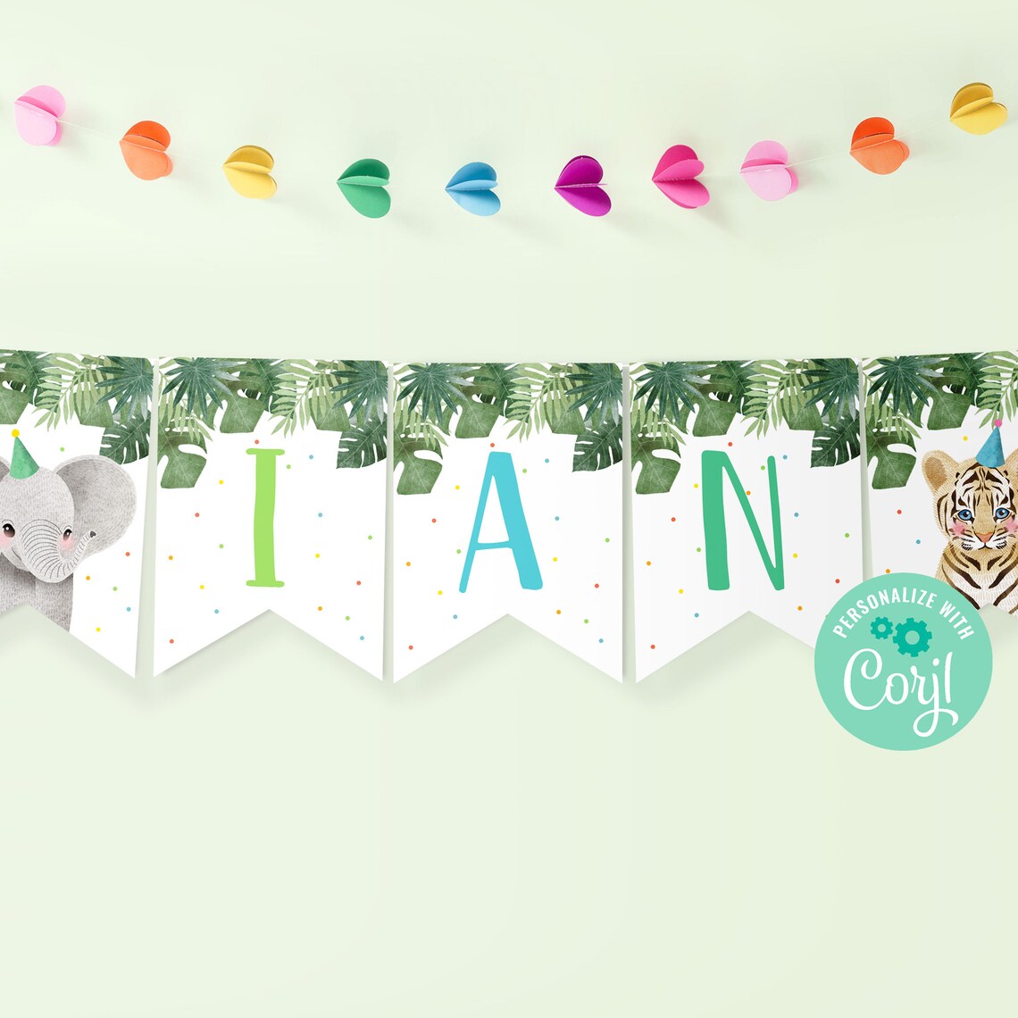 Editable Party Animals Custom Name Birthday Banner Instant - Etsy