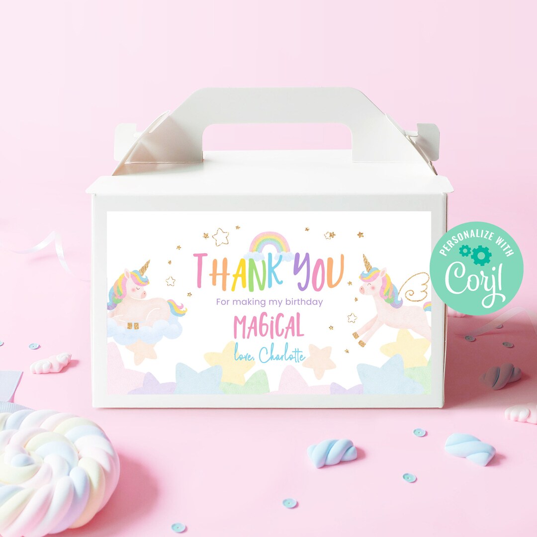 Editable Unicorn Gable Box Label Template Instant Download, Printable ...
