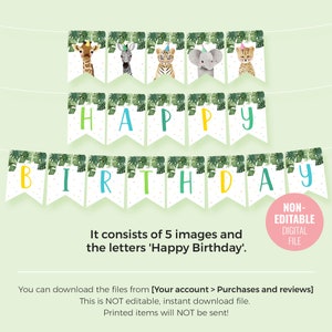 Printable Party Animals Happy Birthday Banner Template Instant Download ...