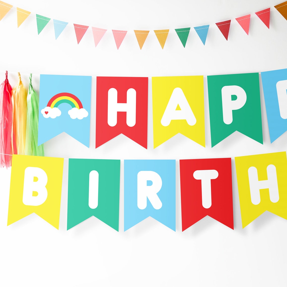 Printable Rainbow Birthday Banner Template Instant Download | Etsy