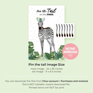 Printable Pin the Tail Birthday Party Game Instant Download, Jungle ...
