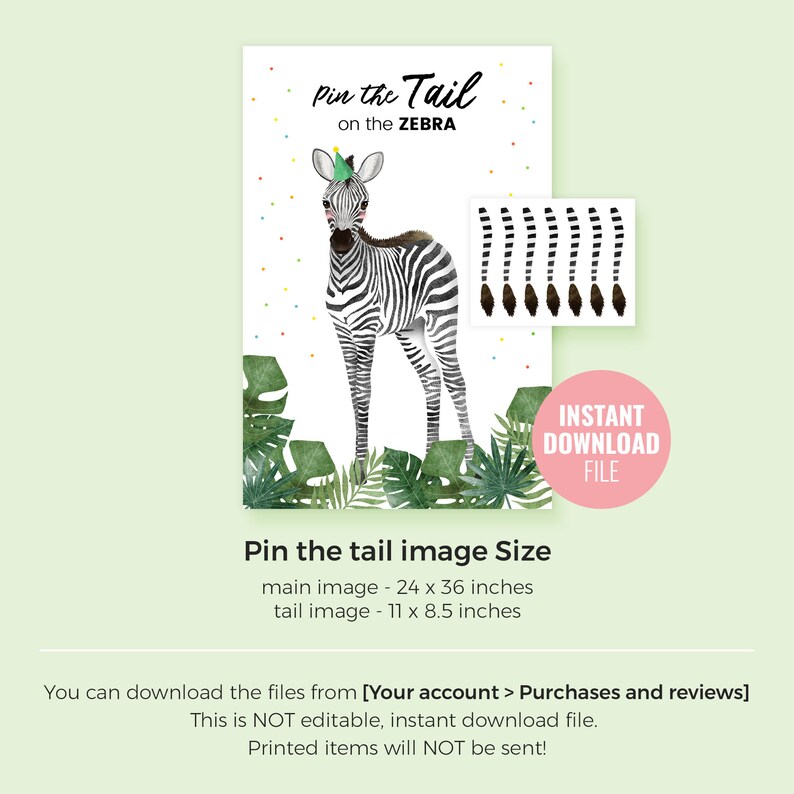 Printable Pin the Tail Birthday Party Game Instant Download - Etsy