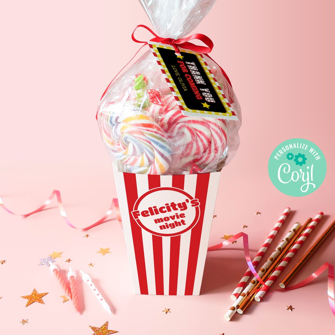 Editable Movie Night Birthday Goody Bag Template Instant Download ...