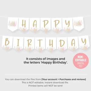 Printable Winter Wonderland Banner, Snow Tree Happy Birthday Banner ...