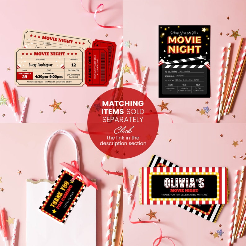 Editable Movie Night Gable Box Label Template Instant - Etsy