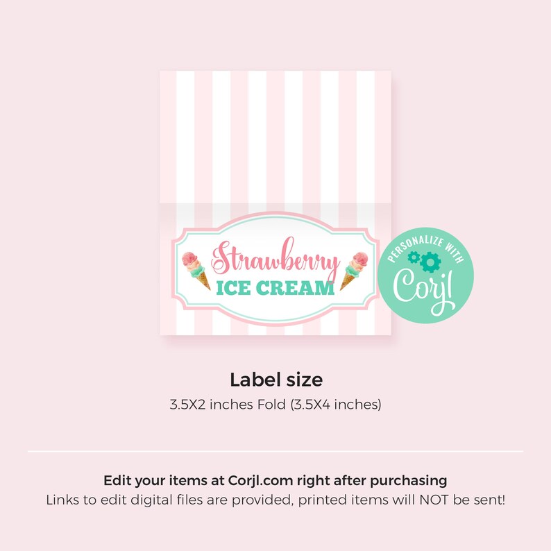 Editable Ice Cream Birthday Food Label Template Instant - Etsy