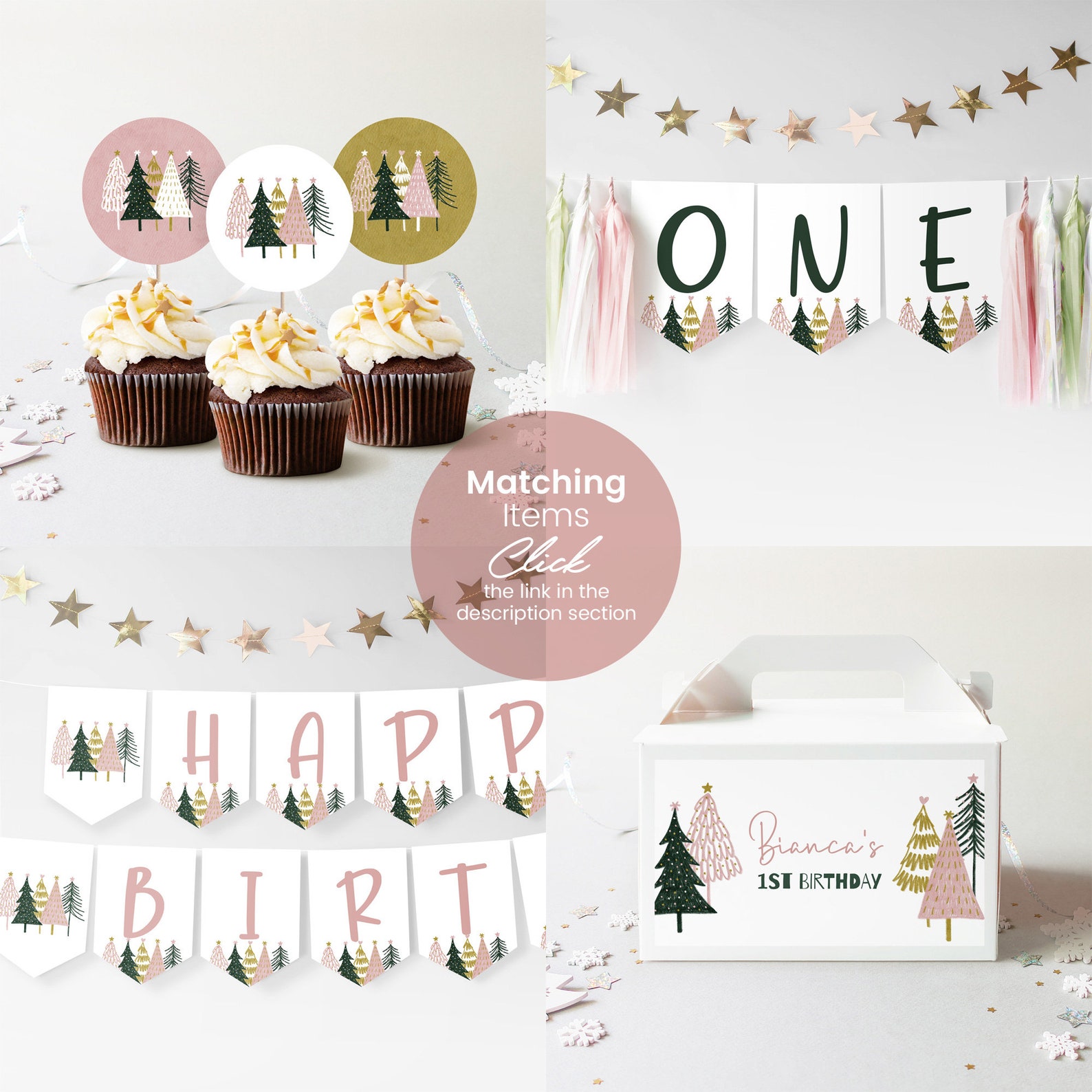 Printable Winter Wonderland ONE Banner Snow Tree First - Etsy