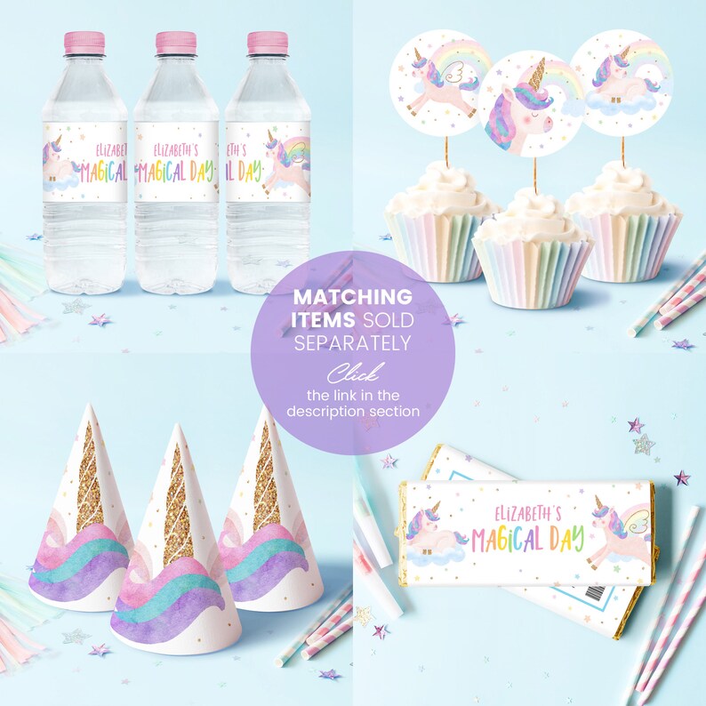 Printable Unicorn Birthday Cake Topper Instant Download Etsy