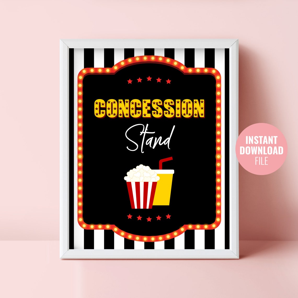 Printable Movie Night Birthday Sign Instant Download Birthday - Etsy