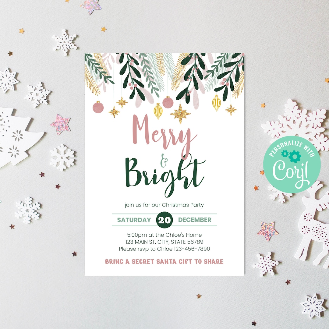 Editable Winter Christmas Party Invitation Template Instant Download ...