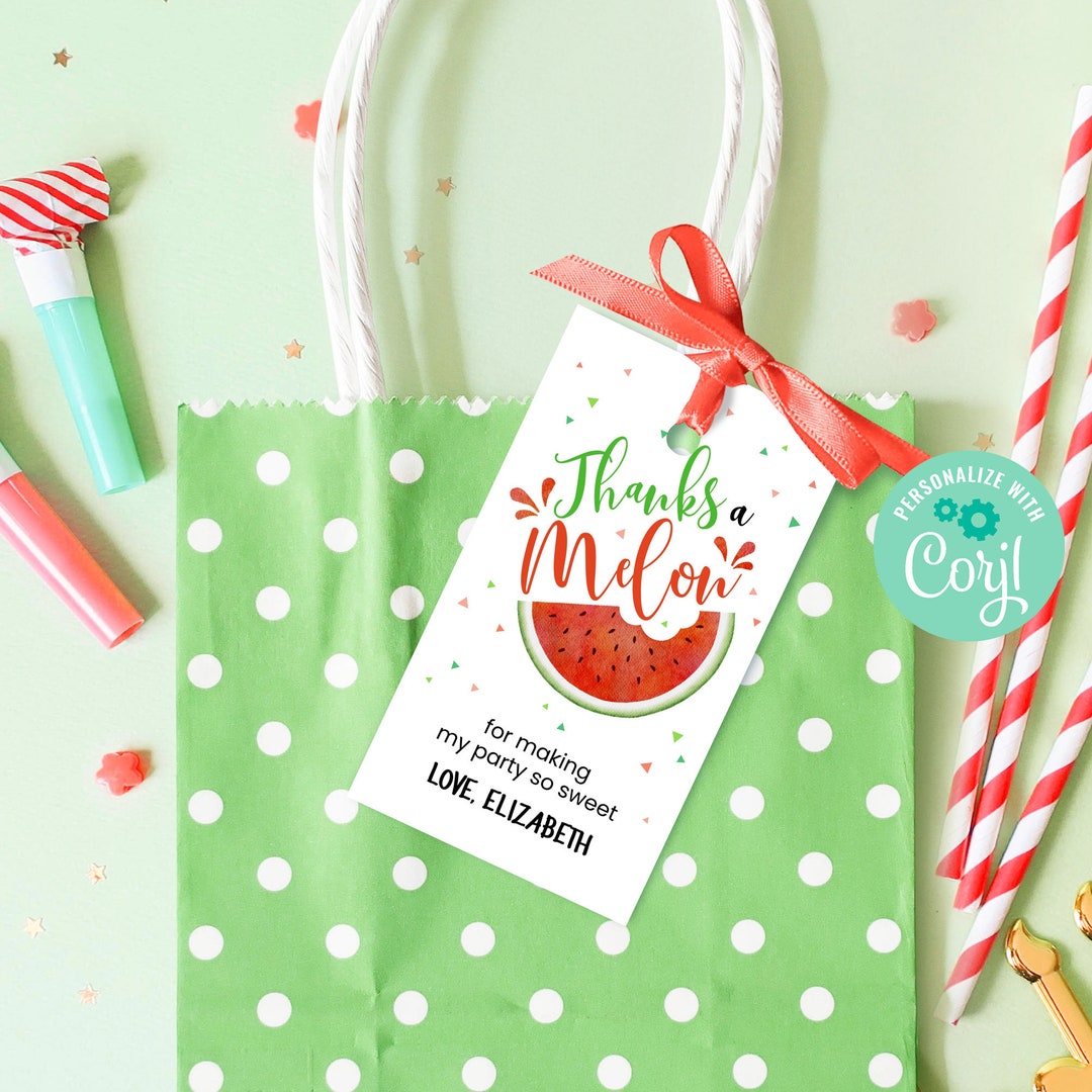 Editable Watermelon Birthday Thank You Favor Tag Template Instant ...