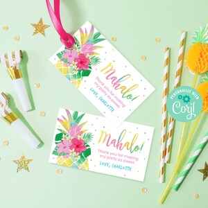 Editable Pineapple Summer Birthday Thank You Favor Tag Template Instant ...