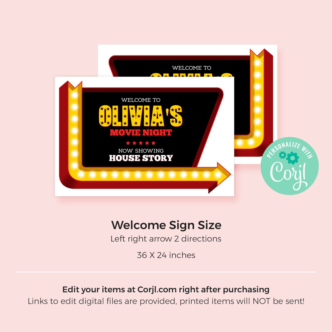 Editable Movie Night Birthday Welcome Sign Instant Download - Etsy Canada