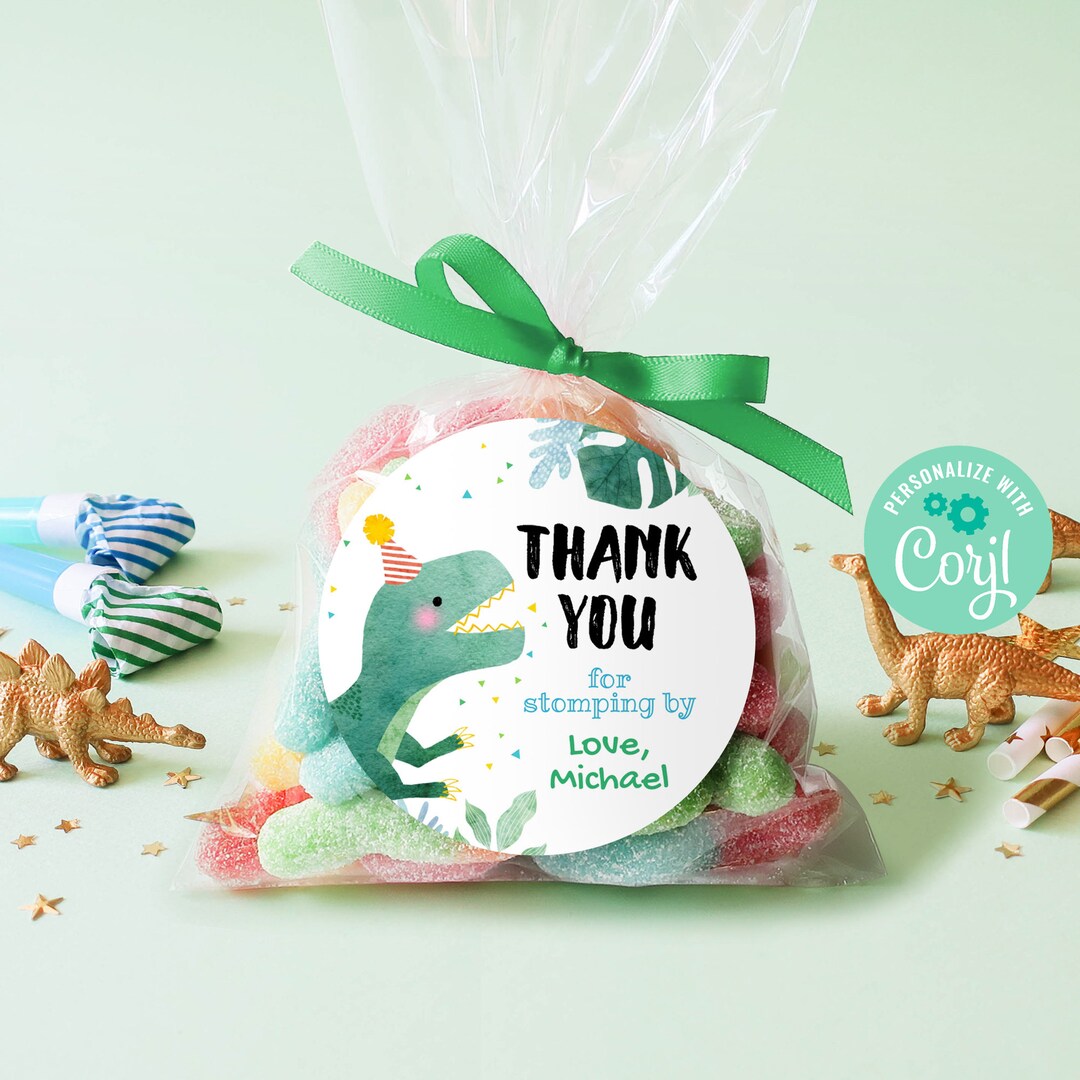 Editable Dinosaur Thank You Tag, Dinosaur Birthday Favor Gift Tag Dino ...