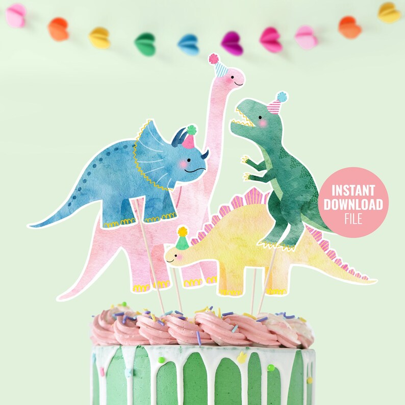 Printable Dinosaur Birthday Cake Topper Instant Download - Etsy