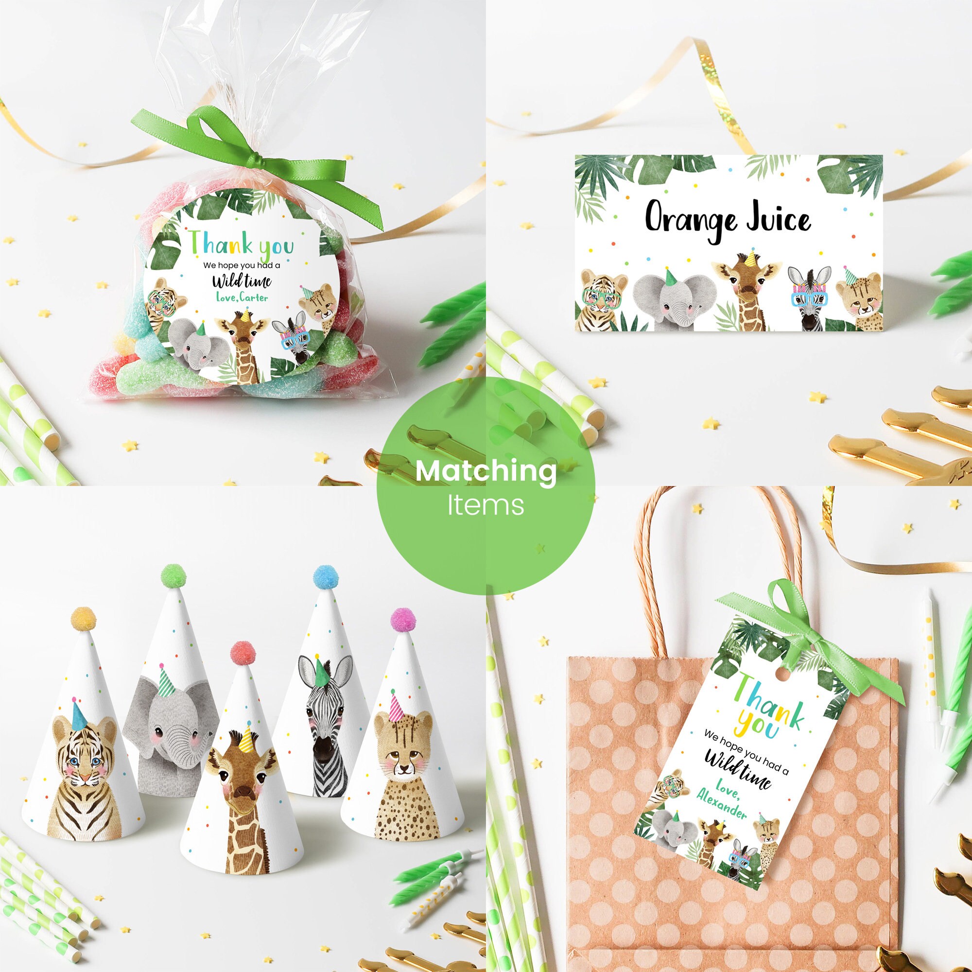 Printable Party Animals Birthday Hat Instant Download Jungle - Etsy