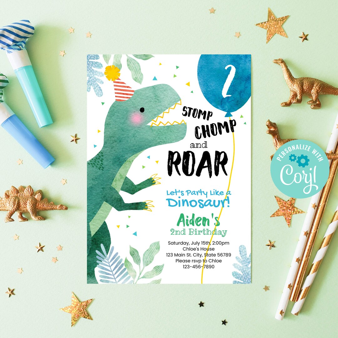 Editable Dinosaur Birthday Invitation Template Instant Download ...