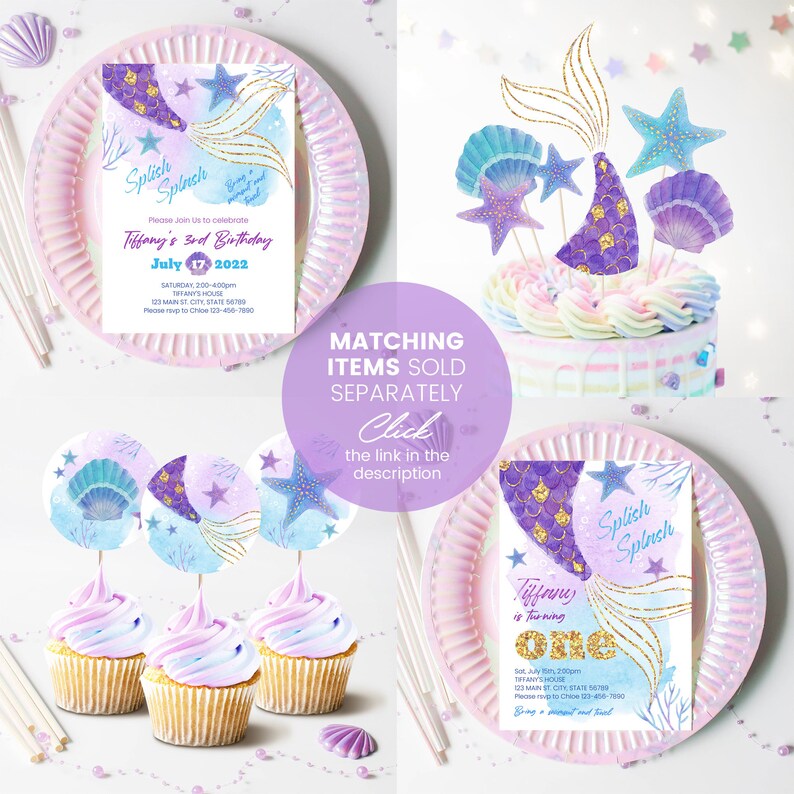 Printable Mermaid Birthday Cake Topper Instant Download Under - Etsy