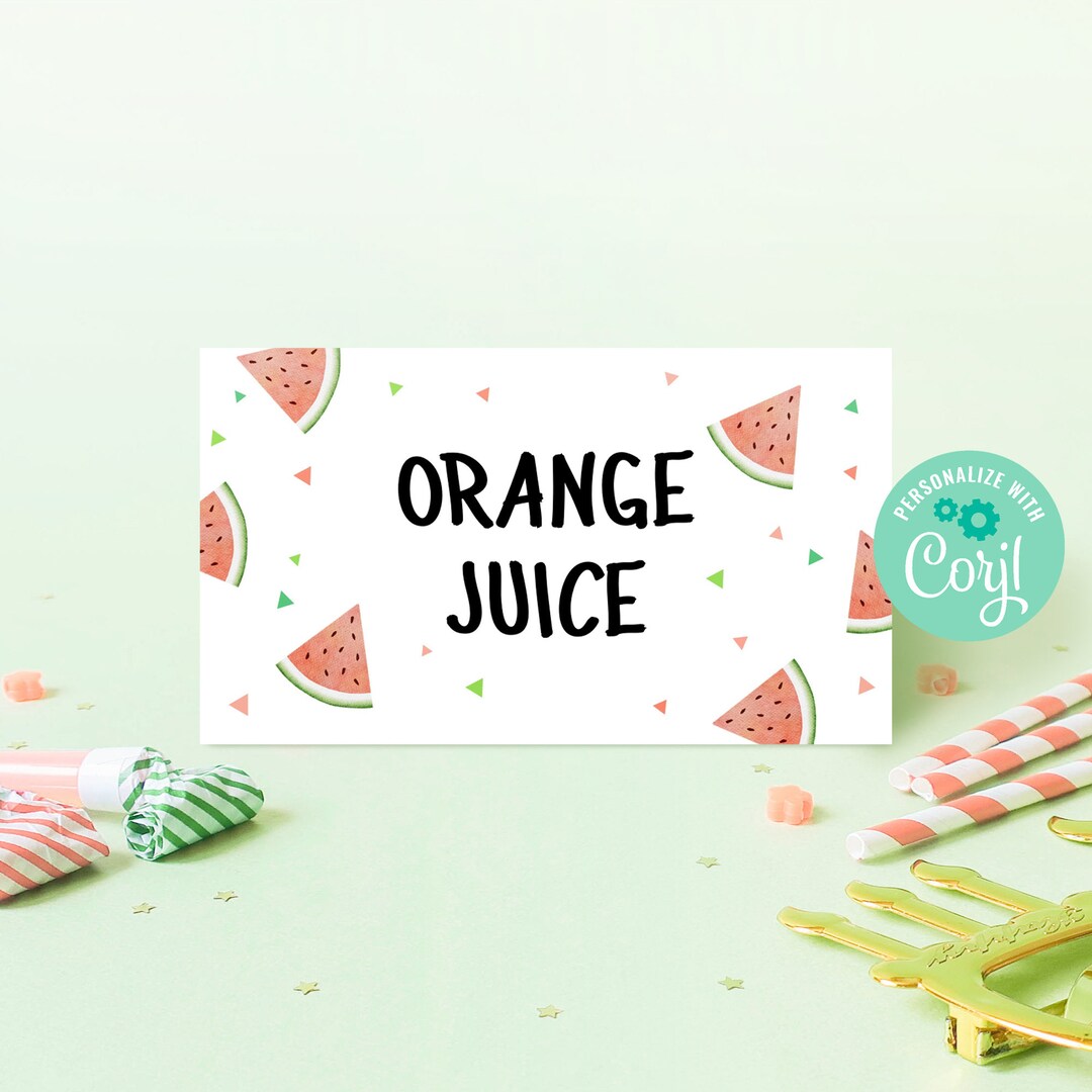 Editable Watermelon Birthday Food Label Template Instant - Etsy