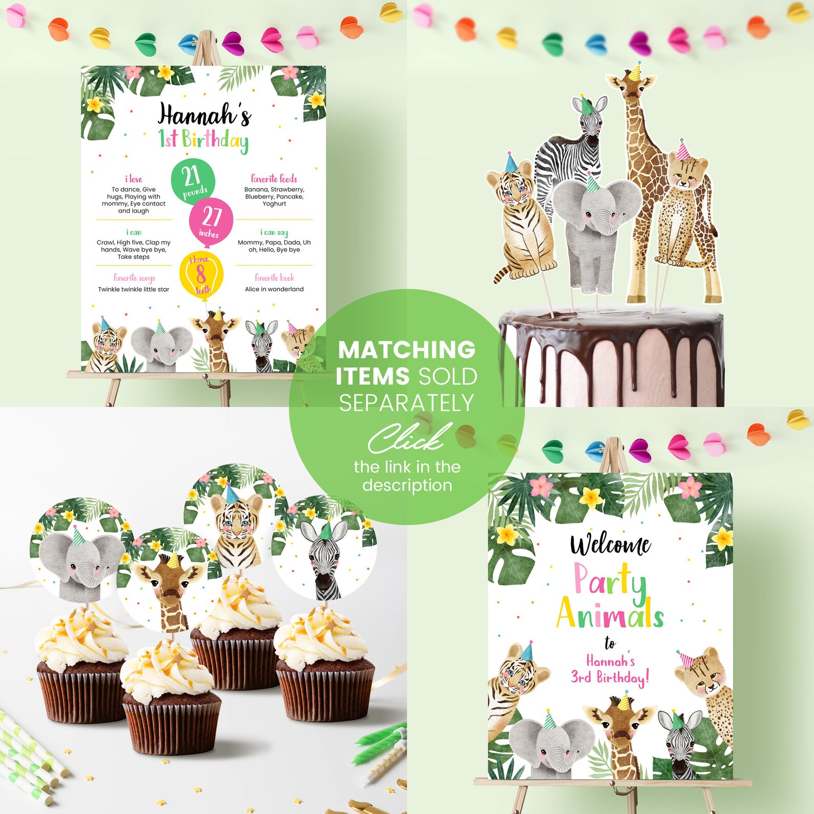 Printable Party Animals First Birthday ONE Banner Instant - Etsy
