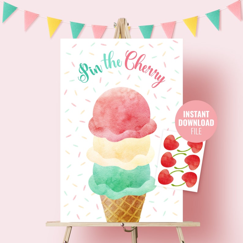 Printable Pin the Cherry Birthday Party Game Instant Download - Etsy