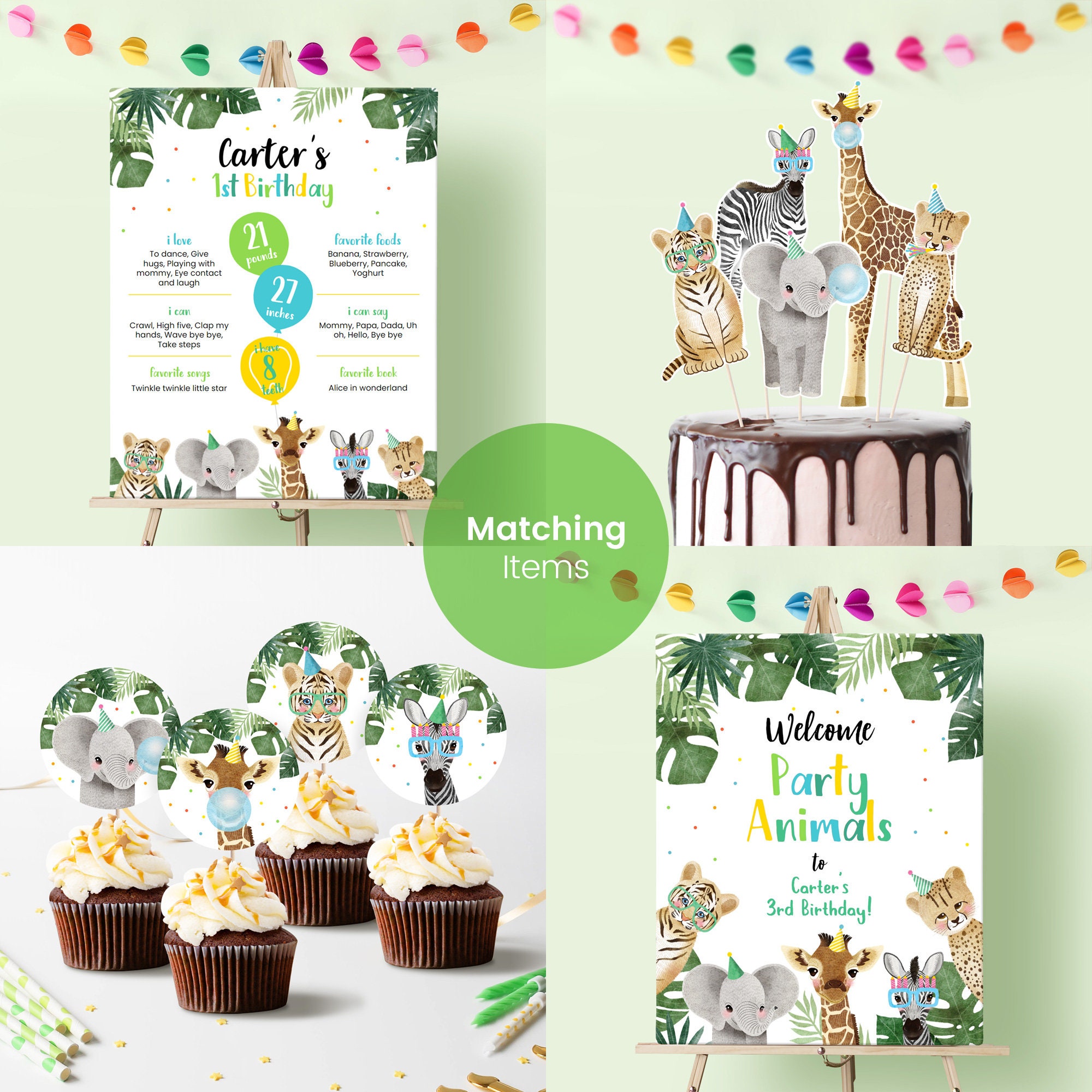 Printable Party Animals Birthday Hat Instant Download Jungle - Etsy