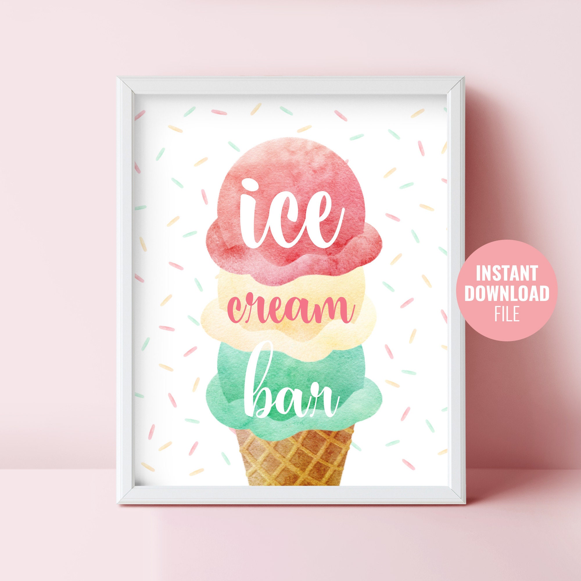 Printable Ice Cream Birthday Sign Instant Download Here's | Etsy