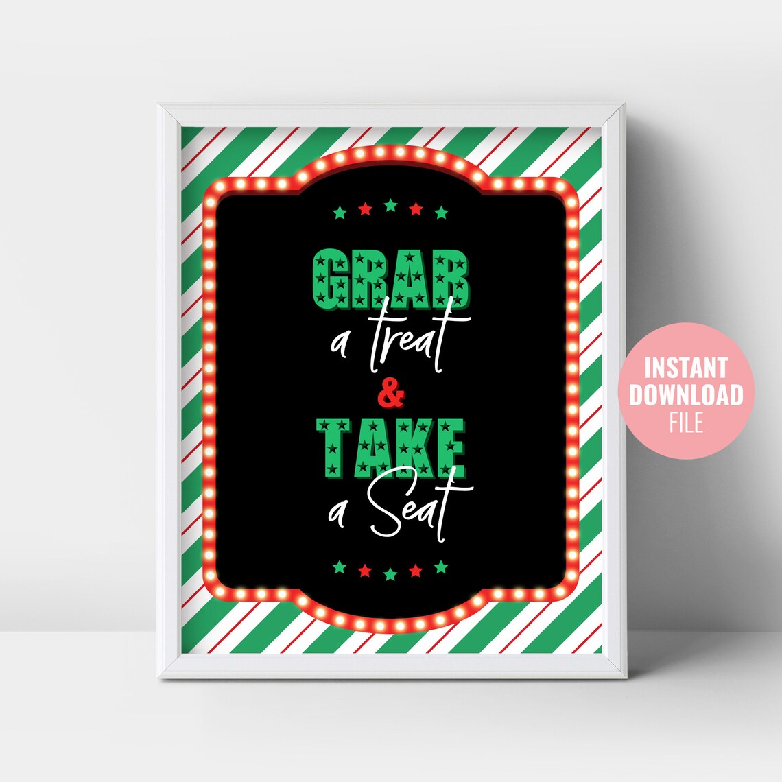 Printable Christmas Movie Night Sign Instant Download Holiday - Etsy