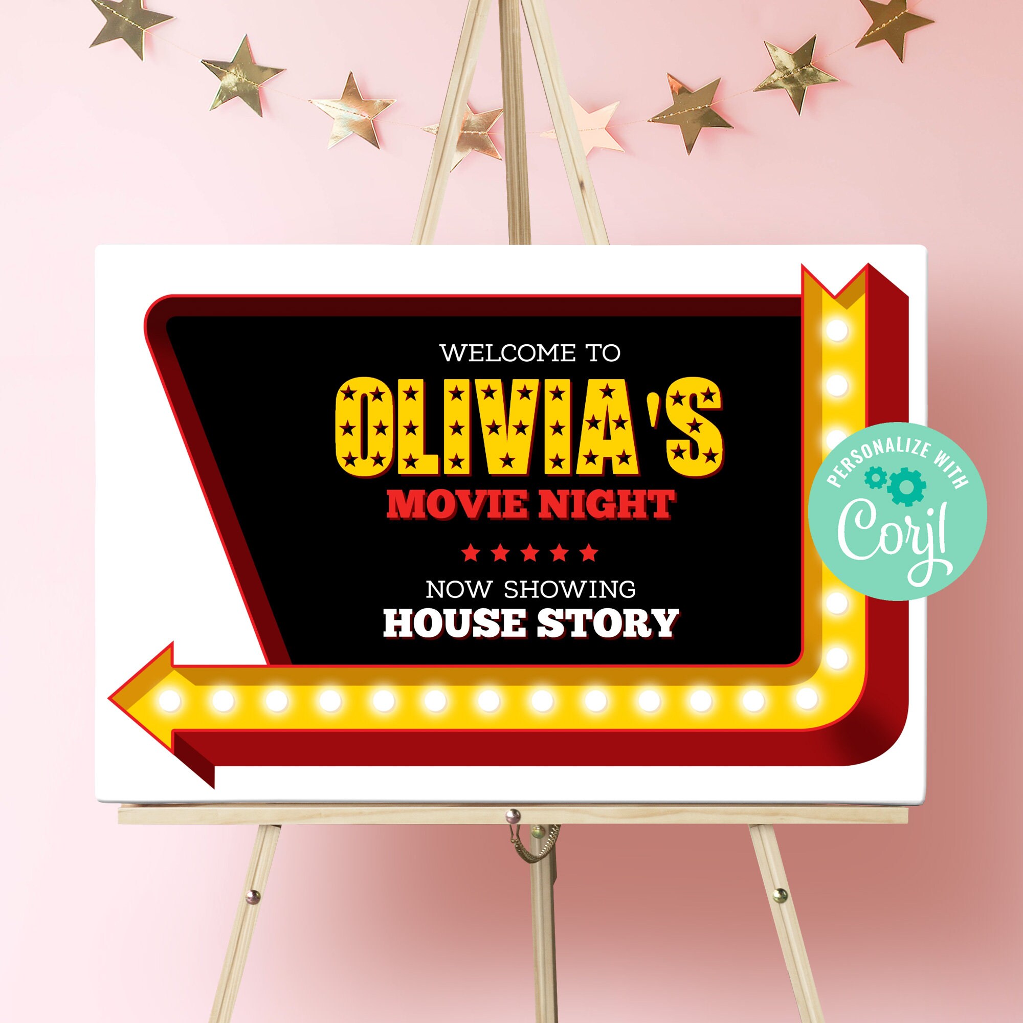 Editable Movie Night Birthday Welcome Sign Instant Download - Etsy Canada