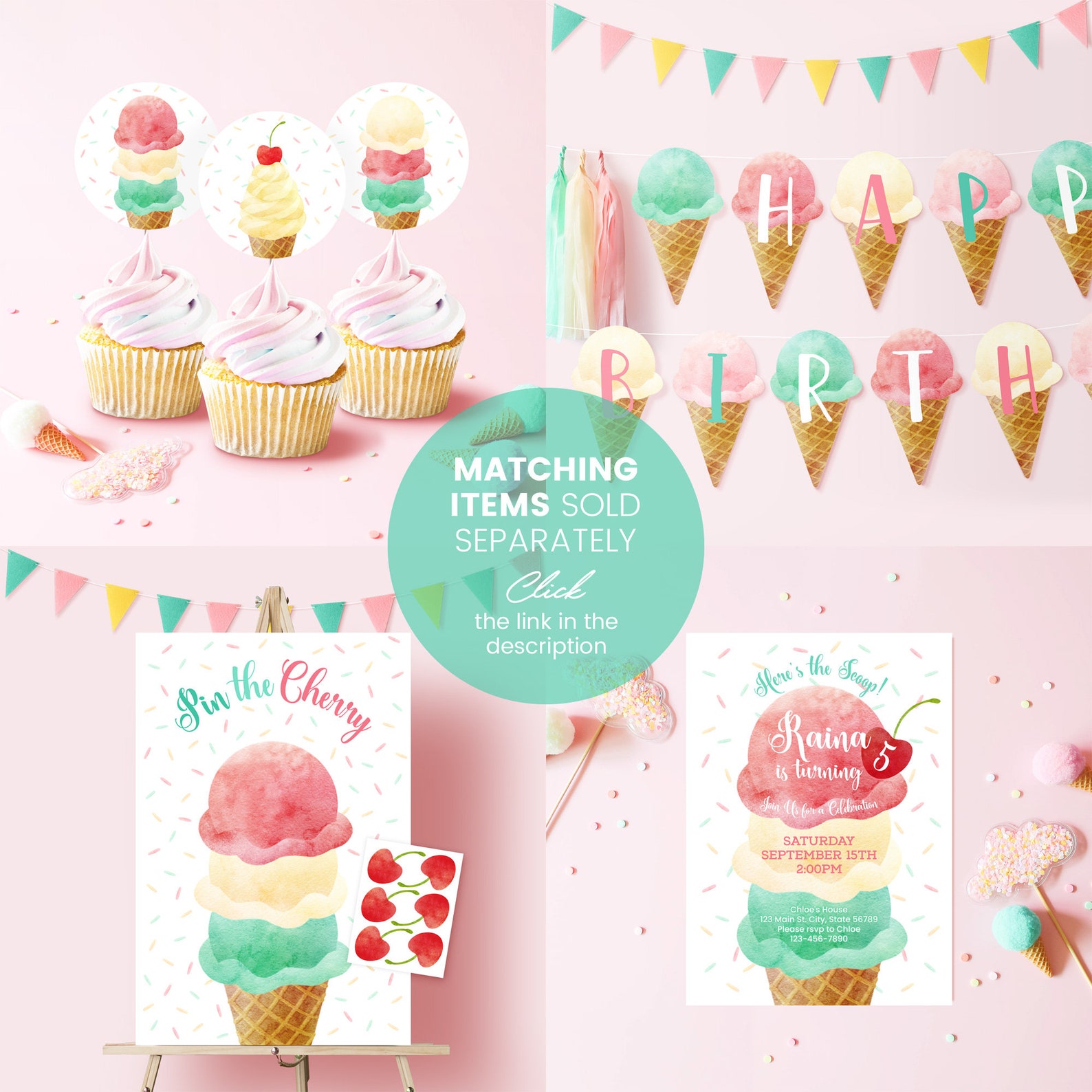 Editable Ice Cream Birthday Welcome Sign Instant Download - Etsy